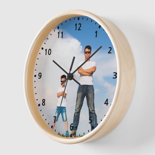 Modern Casual Personalized Family Photo Wall Clock | Zazzle