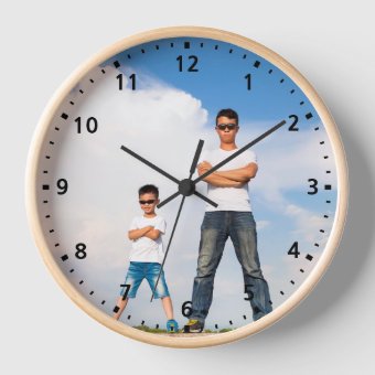 Modern Casual Personalized Family Photo Wall Clock | Zazzle