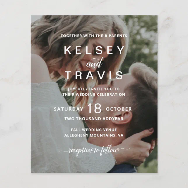 Modern Casual Photo Budget Wedding Invitation | Zazzle