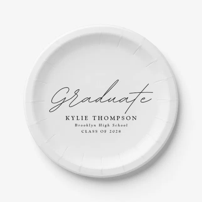 Modern Casual Script Graduation Party Paper Plates | Zazzle