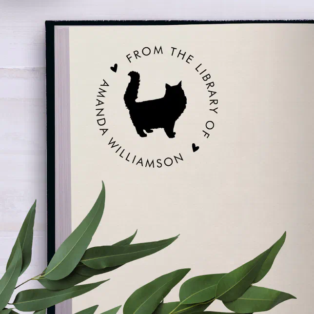 Modern Cat Lover Custom Library Book Self-inking Stamp | Zazzle