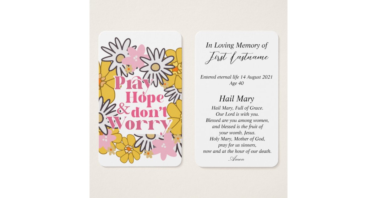 Modern Catholic In Memory Prayer Card | Zazzle