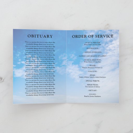 modern-celebration-life-funeral-blue-sky-program-zazzle