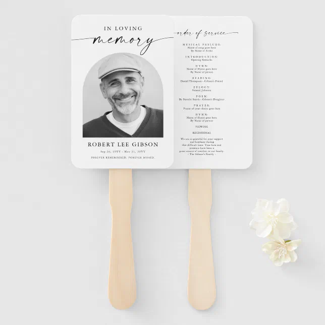 Modern Celebration Of Life Funeral Memorial Photo Hand Fan | Zazzle