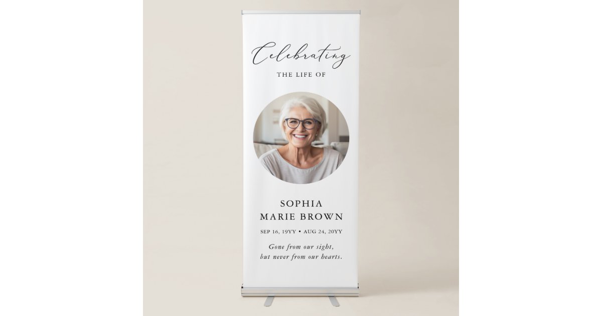 Modern Celebration of Life Funeral Memorial Photo Retractable Banner ...