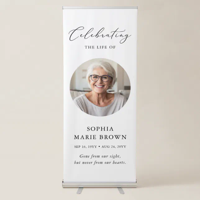 Modern Celebration of Life Funeral Memorial Photo Retractable Banner ...