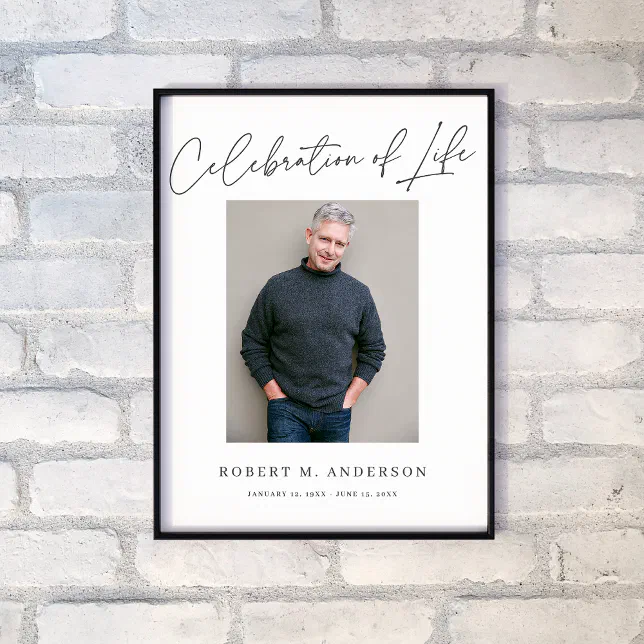 Modern Celebration of Life Memorial Photo Sign | Zazzle