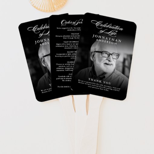 Modern Celebration of Life Photo Funeral Program Hand Fan | Zazzle
