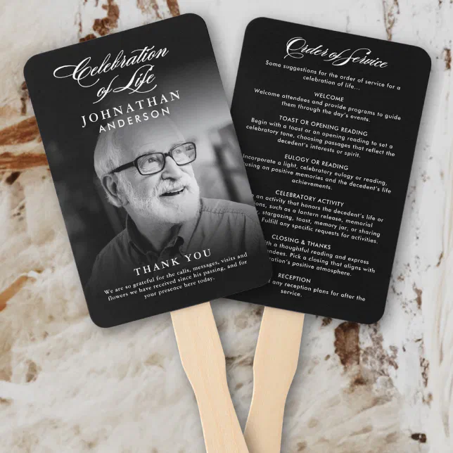 Modern Celebration of Life Photo Funeral Program Hand Fan | Zazzle