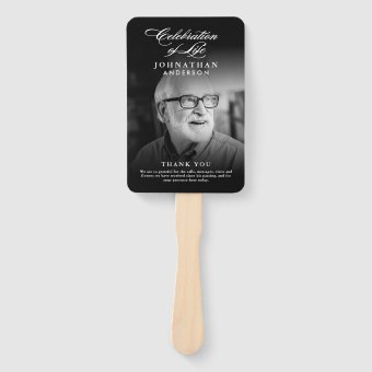Modern Celebration of Life Photo Funeral Program Hand Fan | Zazzle