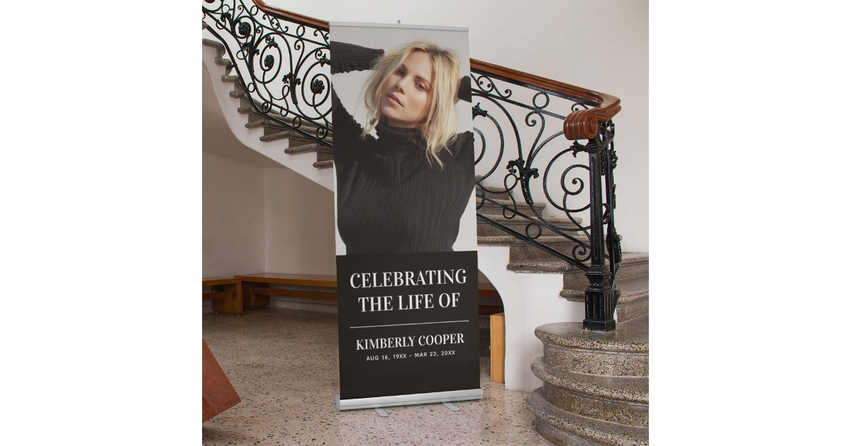 Modern Celebration of Life Photo Memorial Retractable Banner | Zazzle