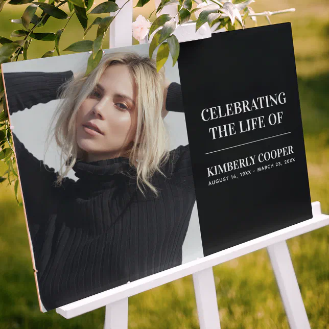 Modern Celebration of Life Photo Memorial Sign | Zazzle
