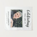 Modern Celebration Of Life with Photo Funeral Tapestry | Zazzle