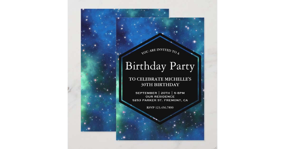 Modern Celestial Space Galaxy Birthday Party Invitation | Zazzle.com