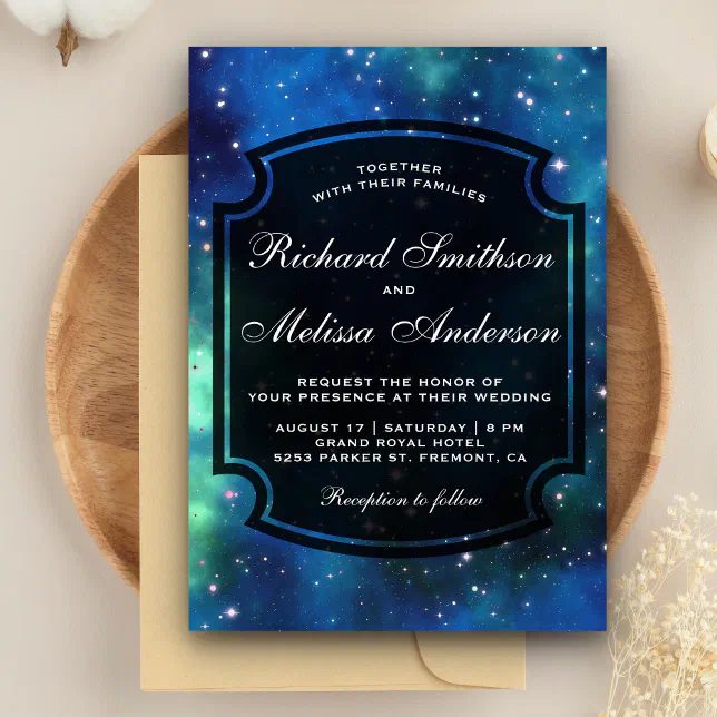 Modern Celestial Space Galaxy Wedding Invitation | Zazzle