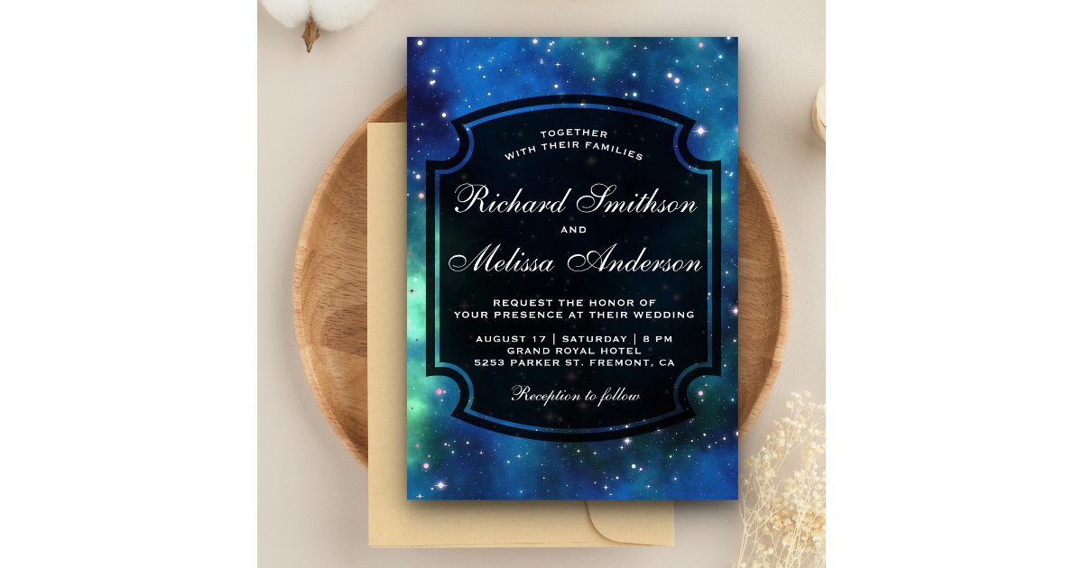 Modern Celestial Space Galaxy Wedding Invitation | Zazzle