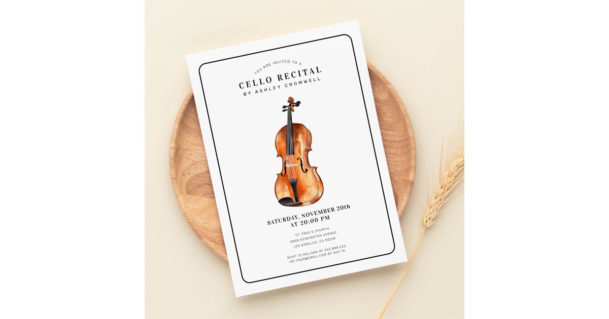 Modern Cello Music Recital Invitation | Zazzle