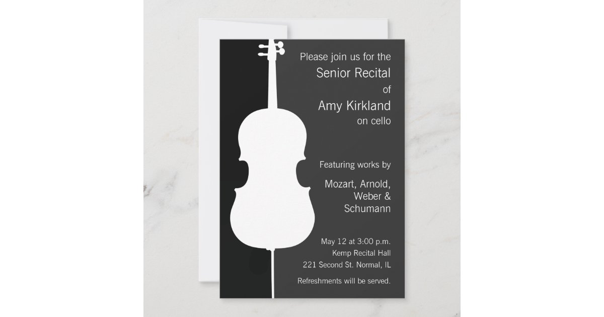 Modern Cello Recital Invitation | Zazzle