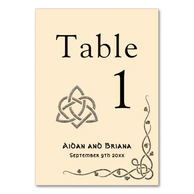 Modern Celtic symbols and foliage Table Number | Zazzle