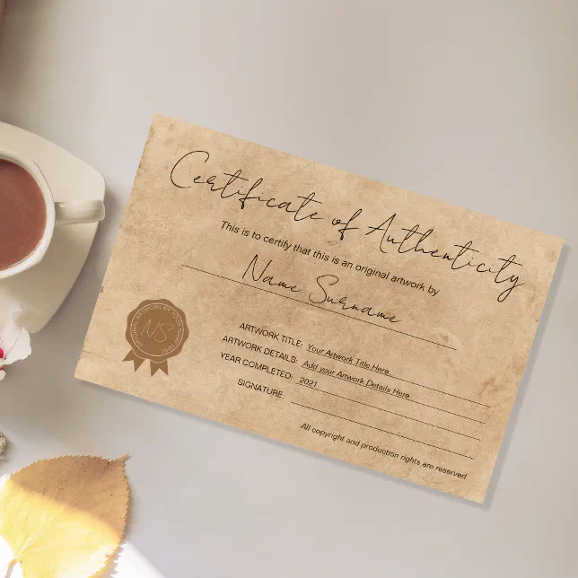 Modern Certificate of Authenticity Artwork by | Zazzle