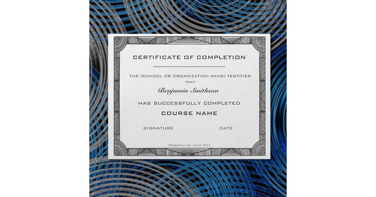 Modern Certificate of Completion to Personalize | Zazzle