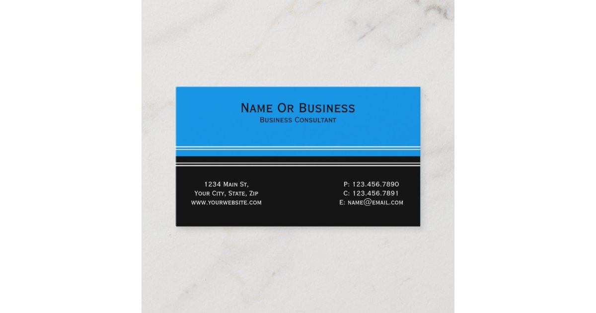 Modern Cerulean Blue & Black Bold Color Blocks Business Card | Zazzle
