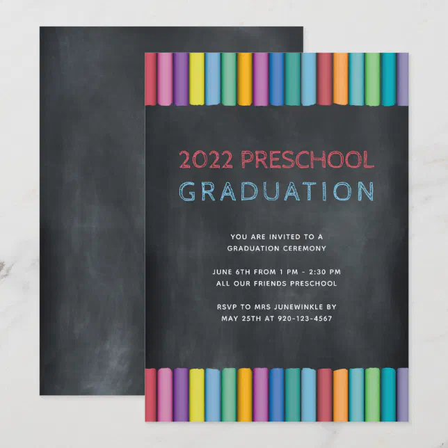 Modern Chalk Preschool Graduation Invitation | Zazzle