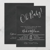 Modern chalkboard baby shower with diaper raffle invitation | Zazzle