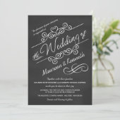 Modern Chalkboard Fancy Scrolls Wedding Invitation | Zazzle