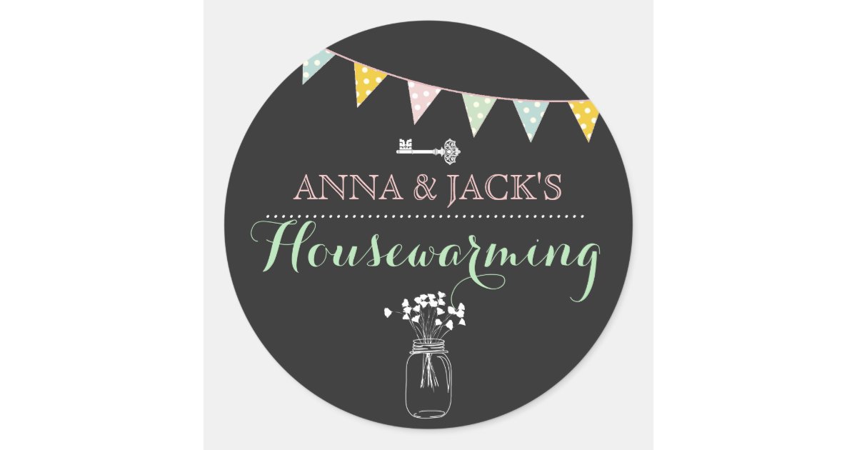 Modern Chalkboard Housewarming Sticker | Zazzle