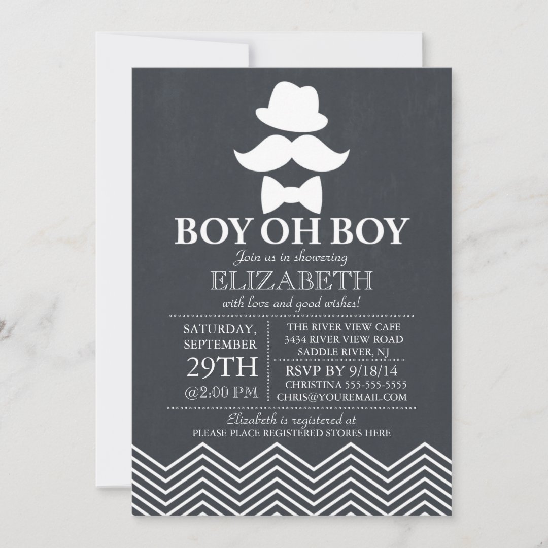 Modern Chalkboard Little Man Mustache Baby Shower Invitation | Zazzle