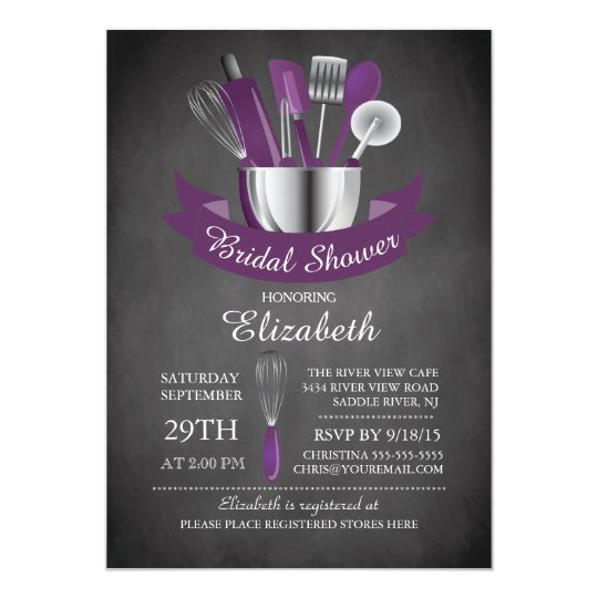 Modern Chalkboard Stock The Kitchen Bridal Shower Invitation