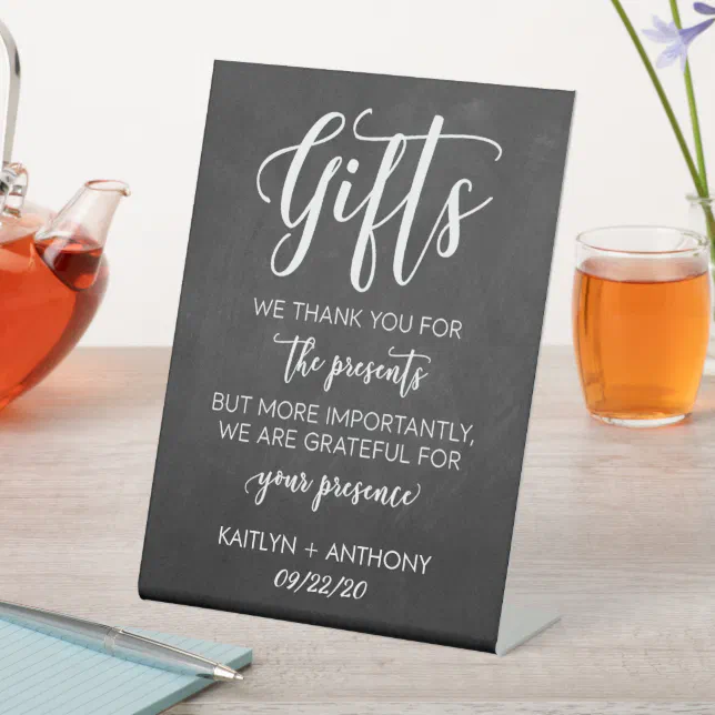 Modern Chalkboard Wedding Gifts Sign | Zazzle