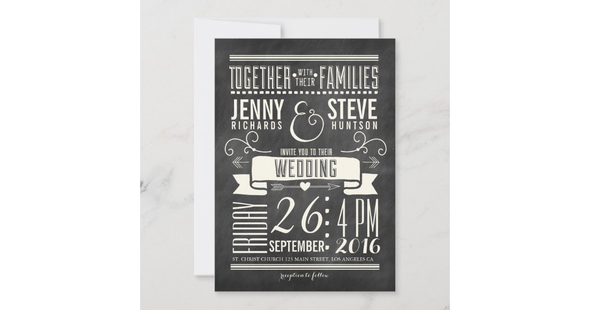 Modern Chalkboard Wedding Invitation | Zazzle