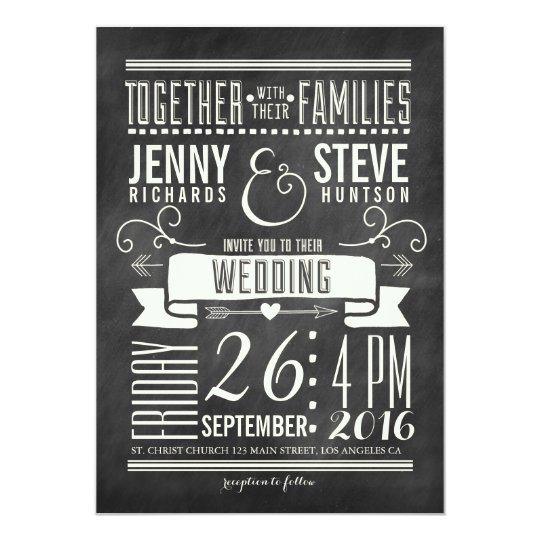 MODERN CHALKBOARD WEDDING INVITATION | Zazzle.com