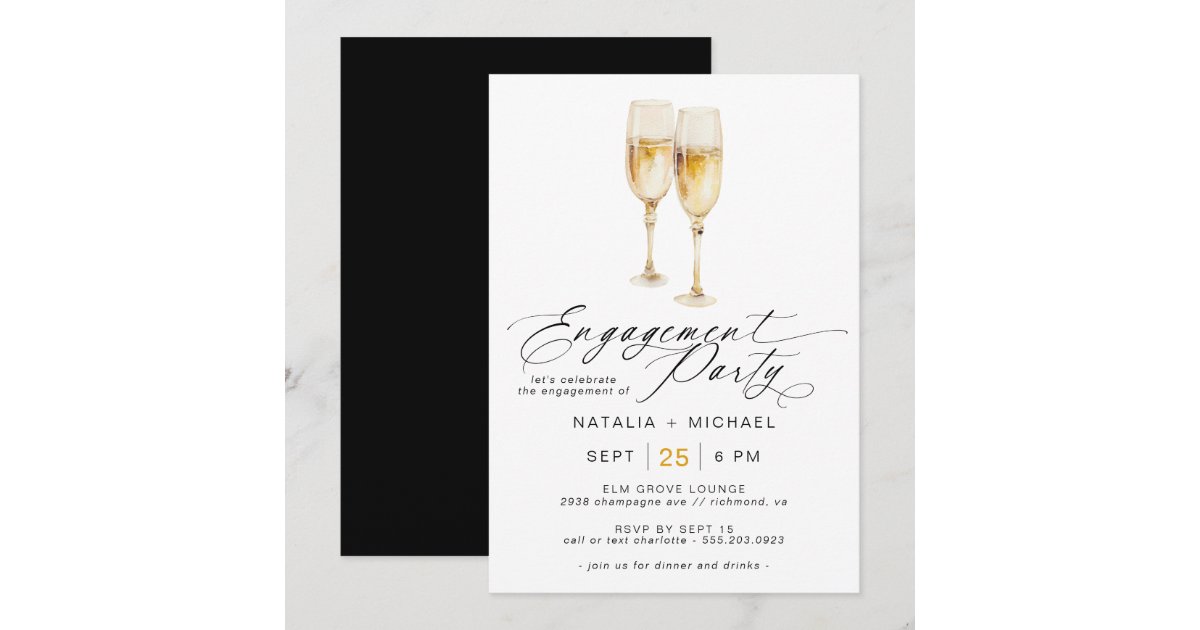 Modern Champagne | Cute Casual Engagement Party Invitation | Zazzle