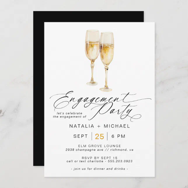 Modern Champagne | Cute Casual Engagement Party Invitation | Zazzle