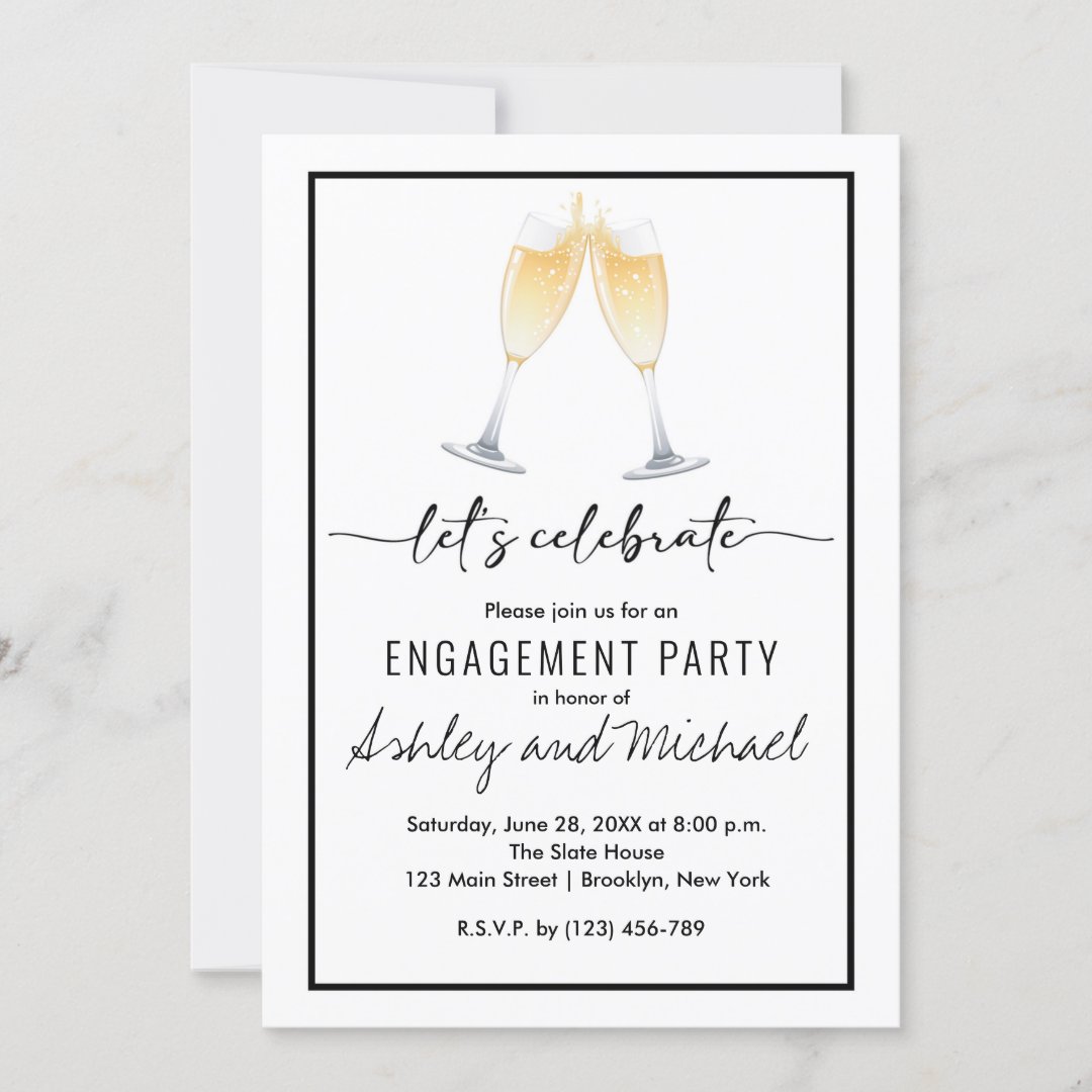 Modern Champagne Engagement Party Invitation | Zazzle