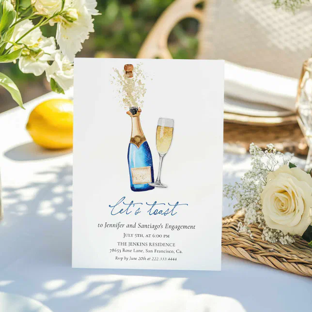 Modern Champagne Engagement Party Invitation | Zazzle