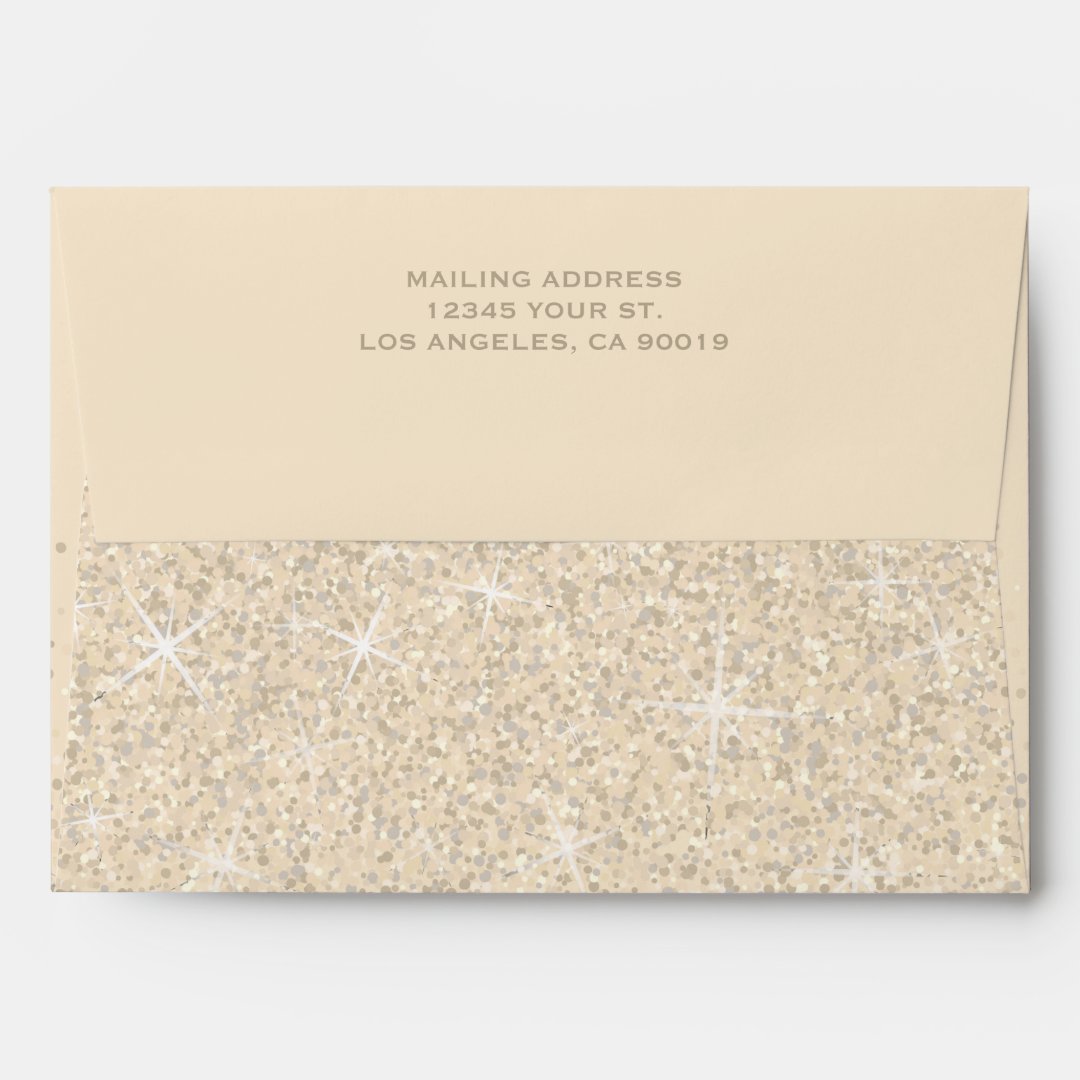 Modern Champagne Glitter Wedding Envelope | Zazzle