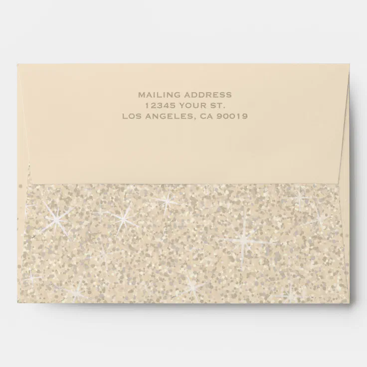 Modern Champagne Glitter Wedding Envelope | Zazzle