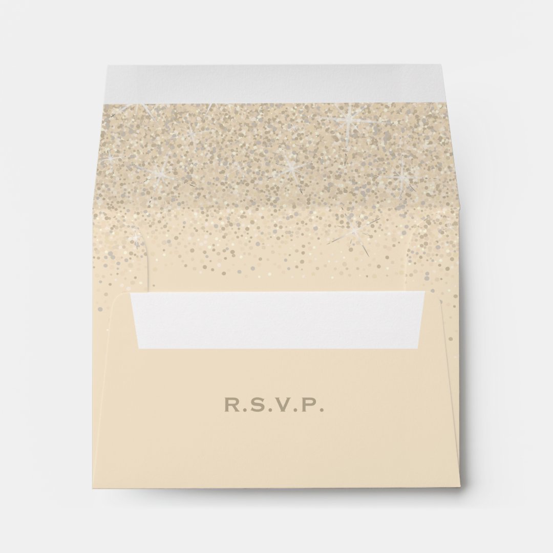Modern Champagne Glitter Wedding, Response Envelope | Zazzle