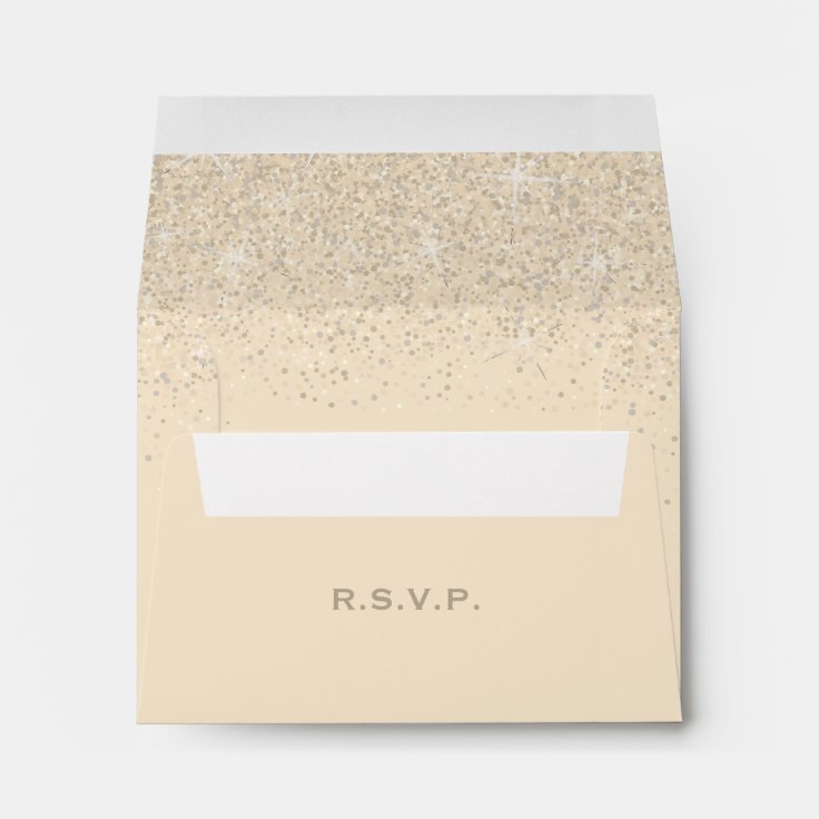 Modern Champagne Glitter Wedding, Response Envelope | Zazzle