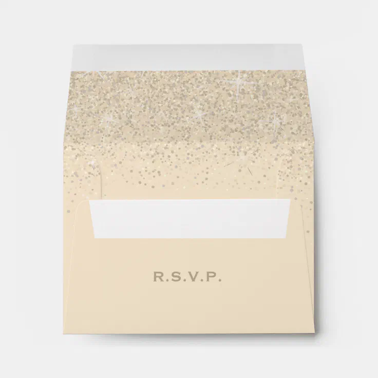 Modern Champagne Glitter Wedding, Response Envelope | Zazzle
