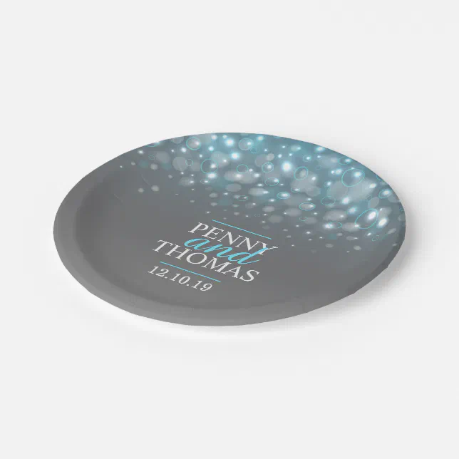 Modern champagne sparkle bubble custom paper plate | Zazzle