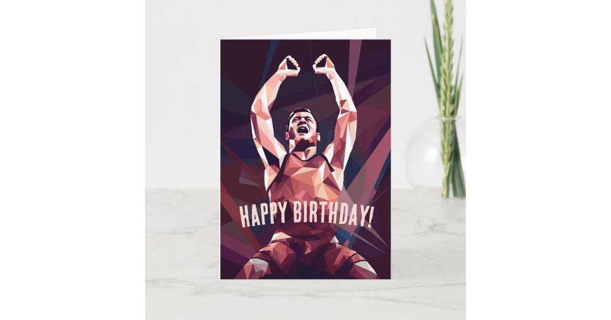 Modern Champion Wrestler Birthday Card | Zazzle