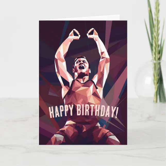 Modern Champion Wrestler Birthday Card | Zazzle