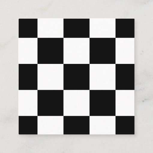 Modern Checker Checkerboard Add Logo Black White Square Business Card ...