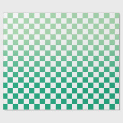 Modern Checkered Green Gradient and White Pattern Wrapping Paper | Zazzle