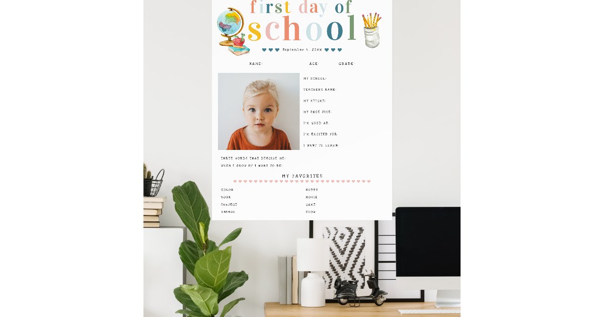 Modern Cheerful Lettering | 1st Day of School Poster | Zazzle
